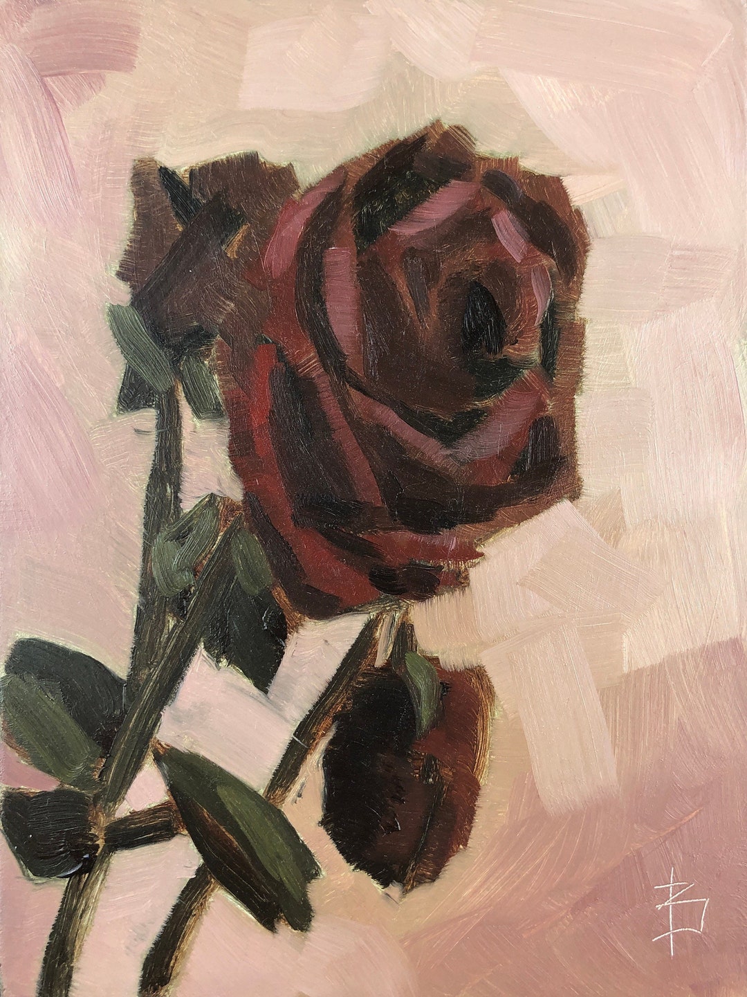 Red Rose 6x8 Inch Flowers Alla Prima Oil Painting on 1/4” Wood ...