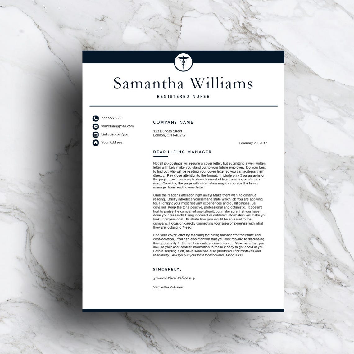 Medical Resume Template for Word & Pages | 1, 2 and 3 Page Resume ...