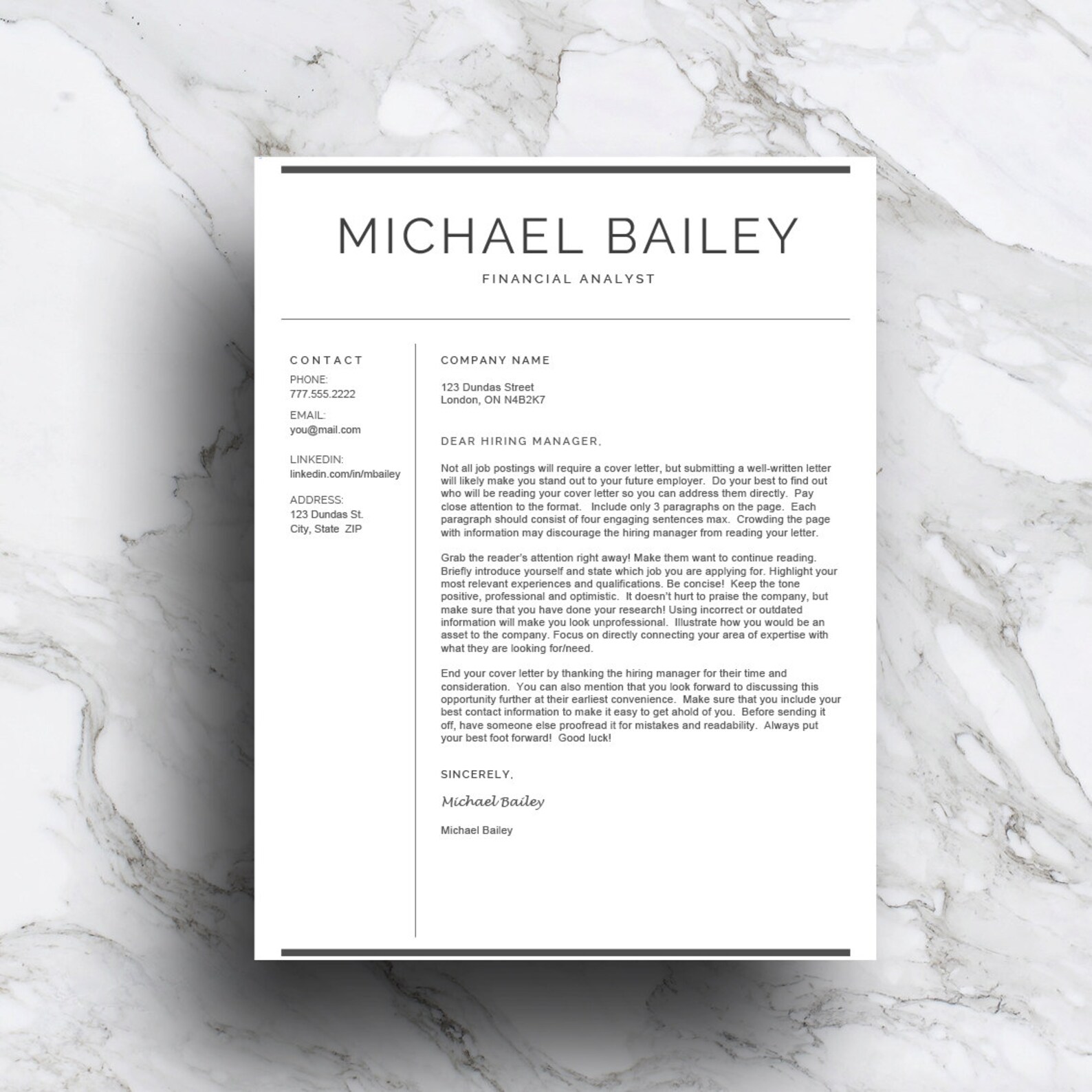 Professional Resume Template for Word & Pages, CV Template With Cover ...