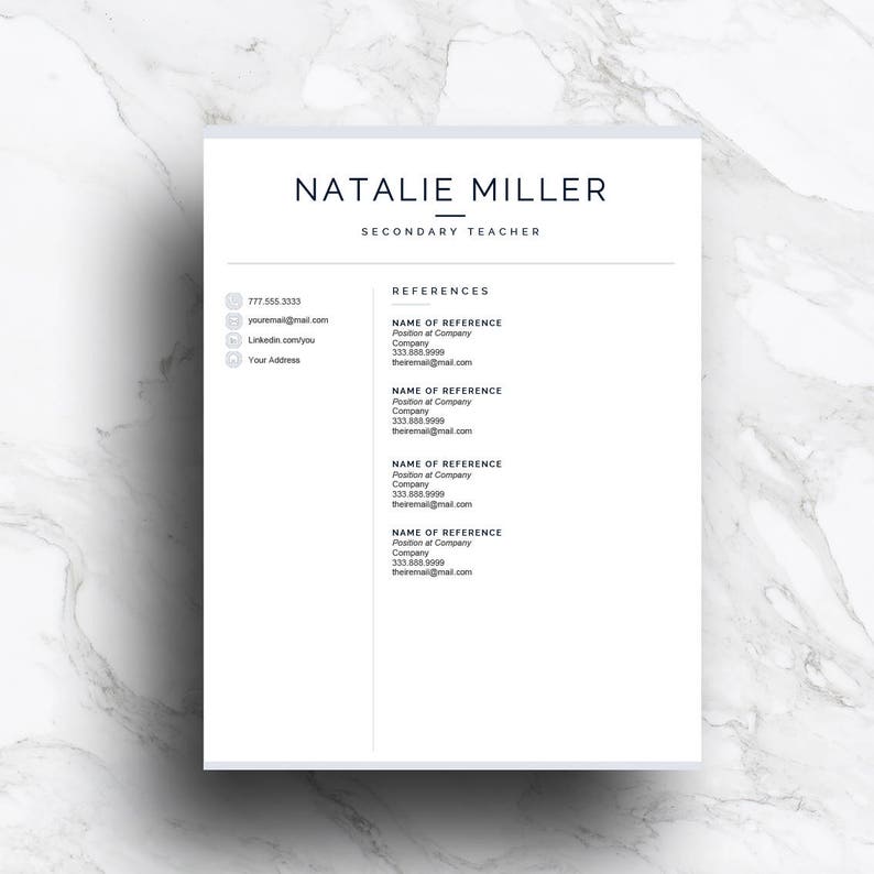 Teacher Resume Template for Word & Pages (1, 2 and 3 Page Resume and ...