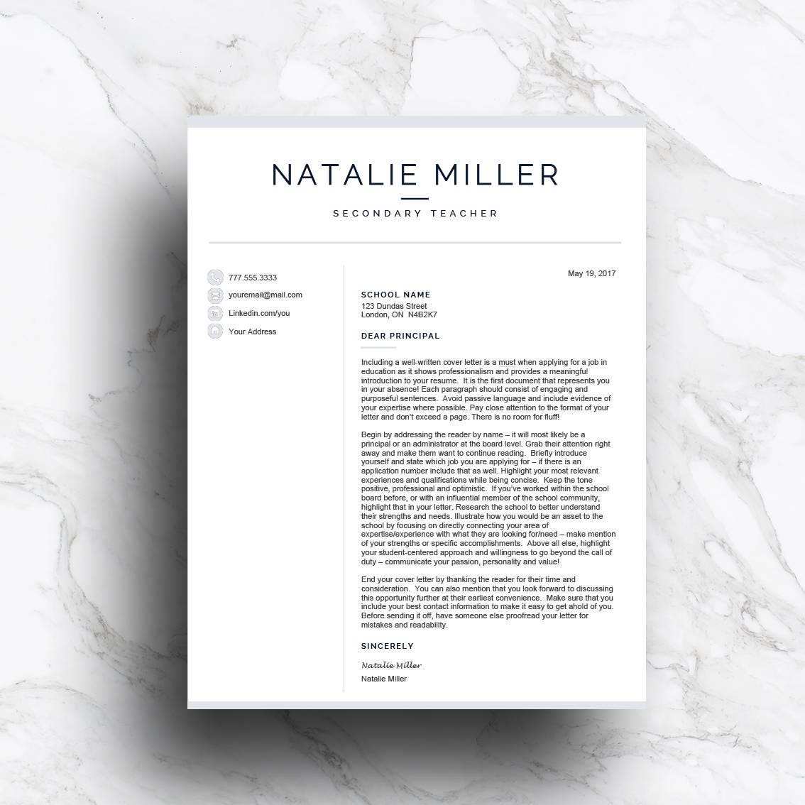 Teacher Resume Template for Word & Pages (1, 2 and 3 Page Resume and ...