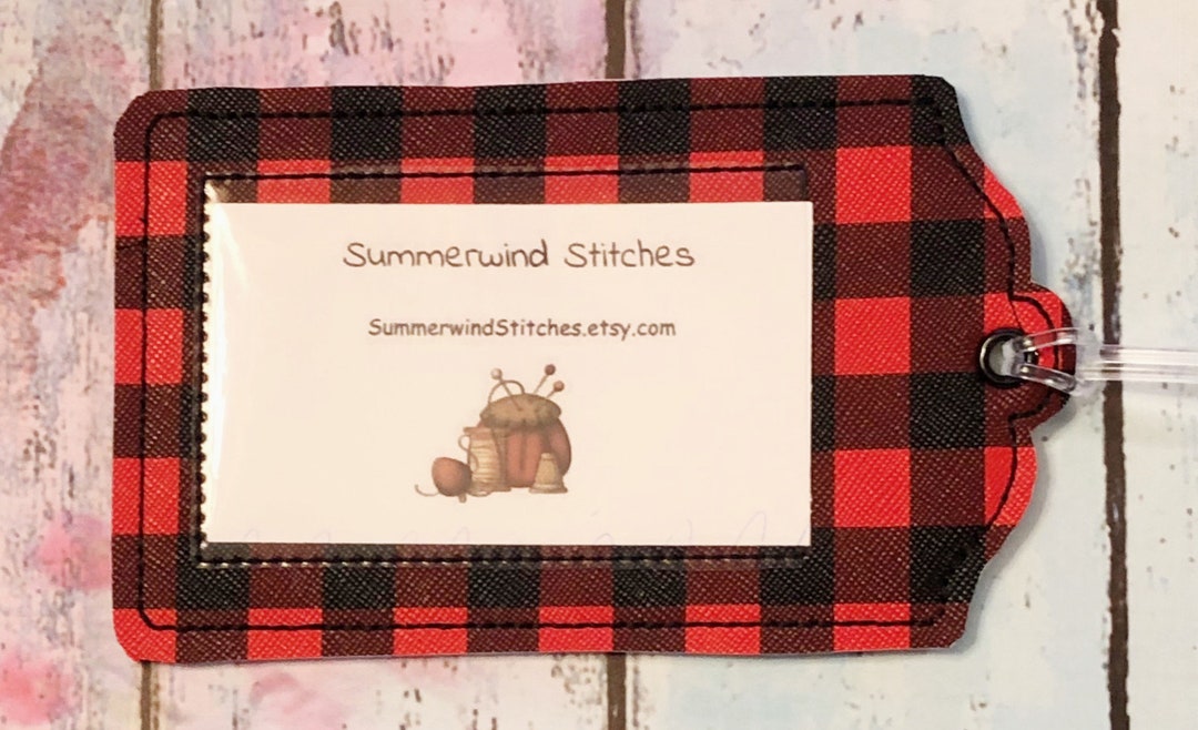 Luggage Tag Red and Black Buffalo Check - Etsy