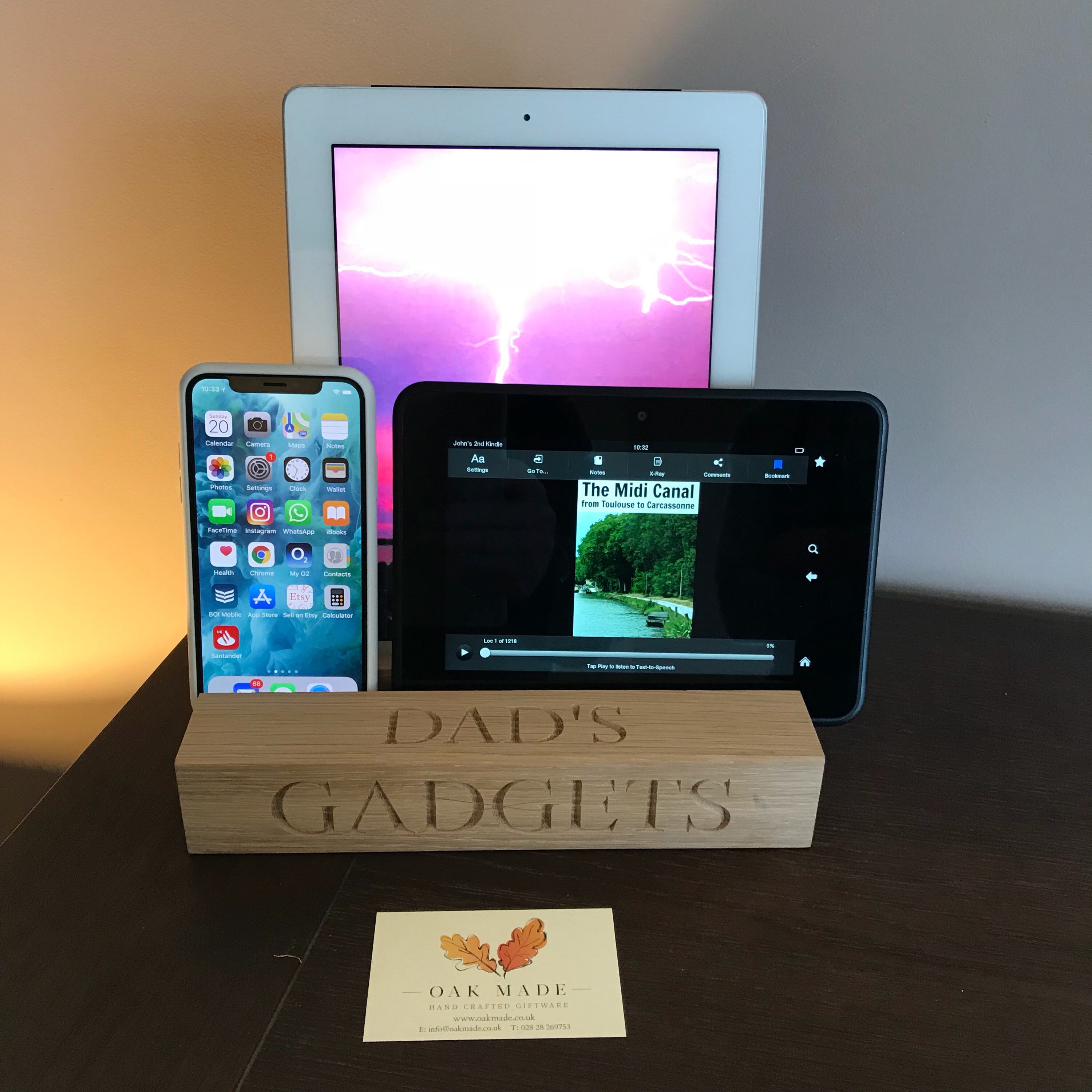 Multi Gadget Holder & Docking Station Oak CUSTOMISE - Etsy