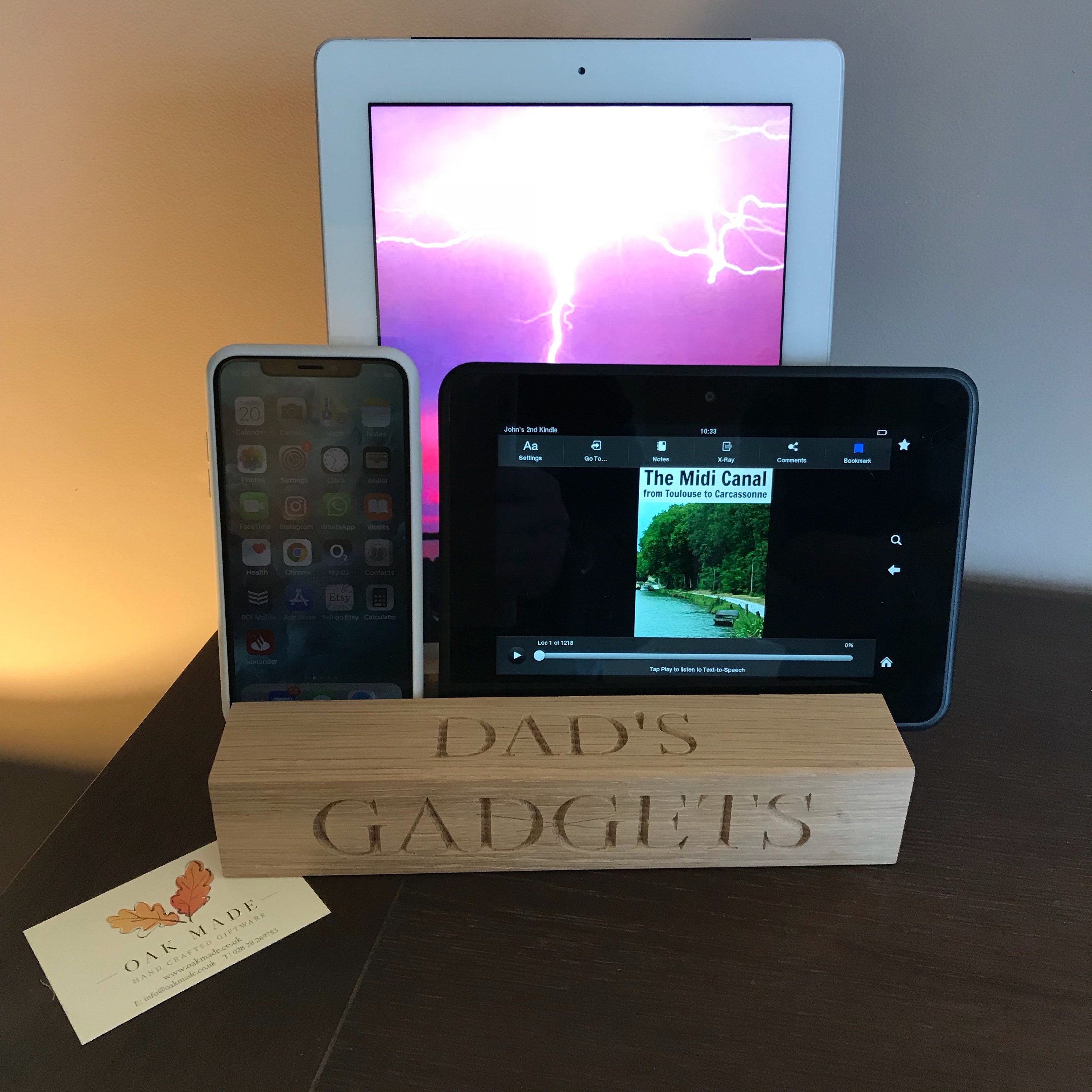 Multi Gadget Holder & Docking Station Oak CUSTOMISE - Etsy