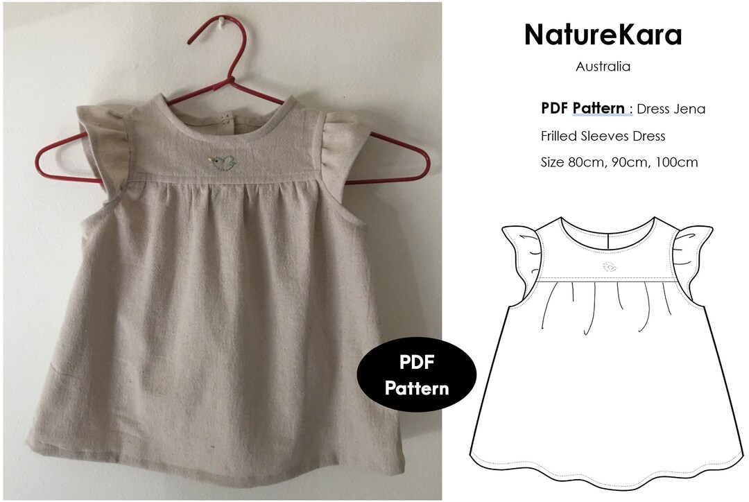 Girl's Dress Digital PDF Sewing Pattern and Tutorial, Cute Frilled ...