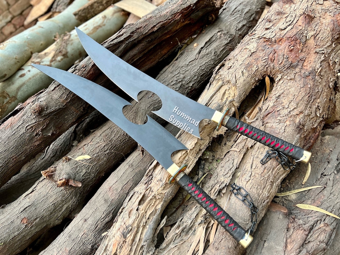 Twin Crescent Blades Handcrafted Anime-inspired Sword Set - Etsy
