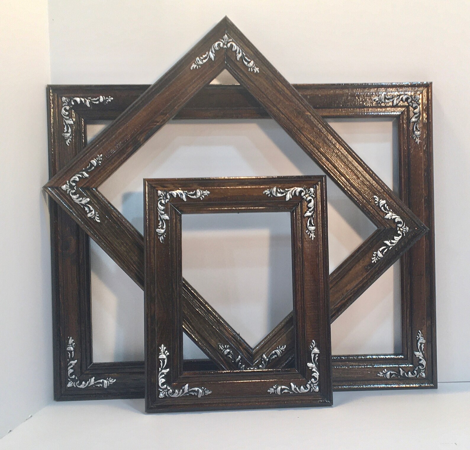 Victorian Style Brown & Silver Frame Handmade Vintage | Etsy