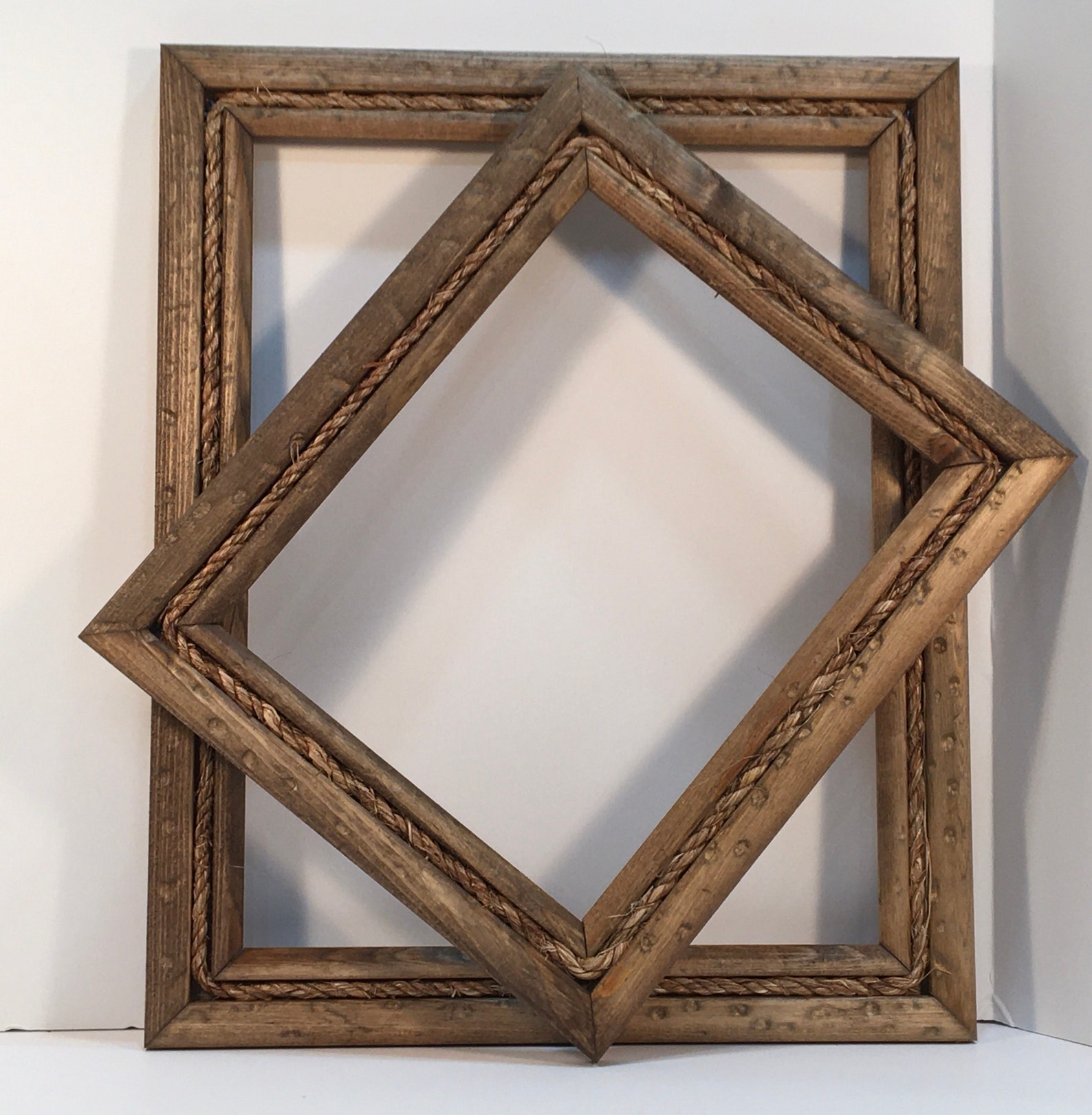 Braided Rope Picture Frame. Rustic Distressed Wood & Rope - Etsy