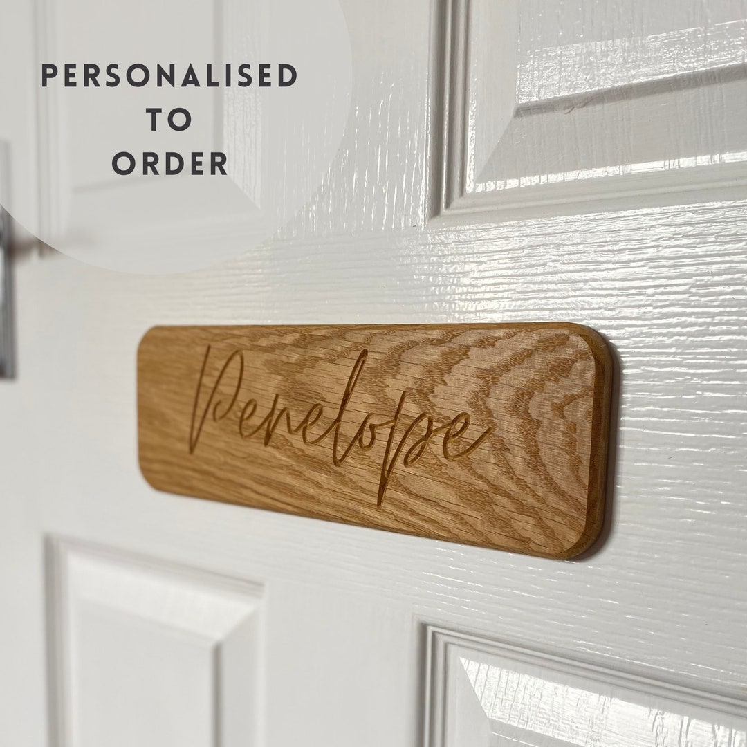 Personalised Door Sign | Wall Sign | Solid Wood Engraved Sign | Name ...