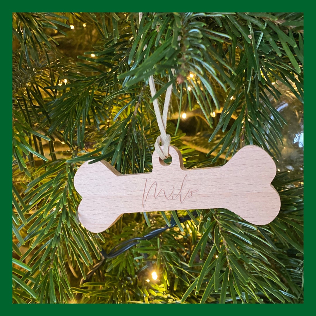 Personalised Dog Christmas Decoration, Dog Bone Christmas Bauble, Pet ...