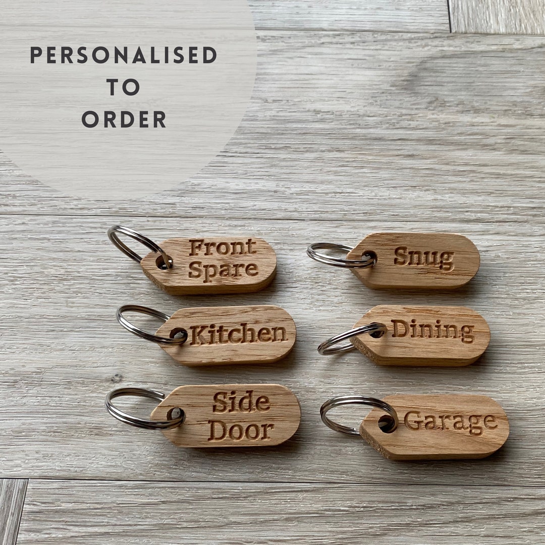Personalised Wooden Key Ring | Custom Keyring | Key Fob | Ash Beech Oak ...