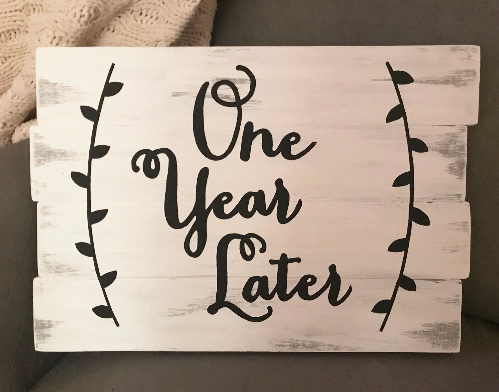 One Year Later Anniversary Wood Sign Photo Prop Personlize | Etsy
