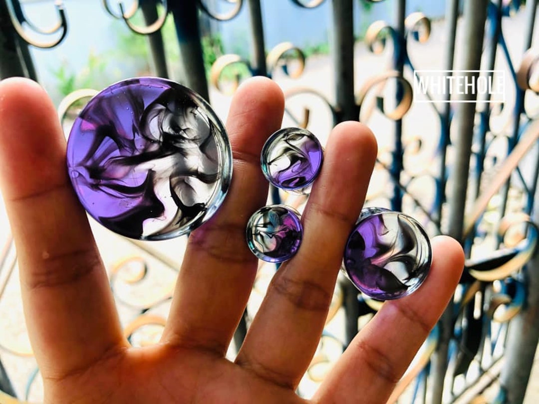 Plugs[purple&clear/black Smoke]-plugs Custom/plugs Smoke/plugs Resin - Etsy