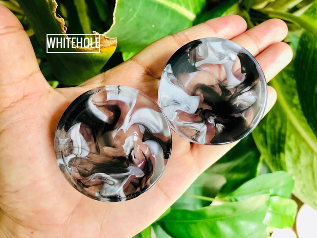 Plugs-concave Plugs-smoke Plugs-resin Plugsblack/white Smoke - Etsy