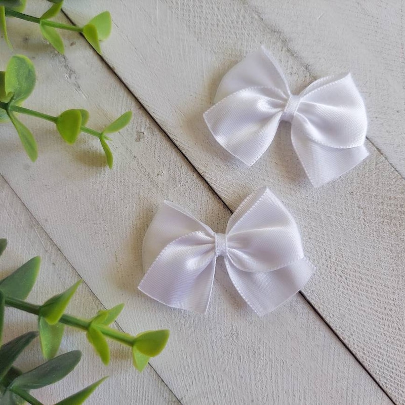 White Hair Bows - Etsy