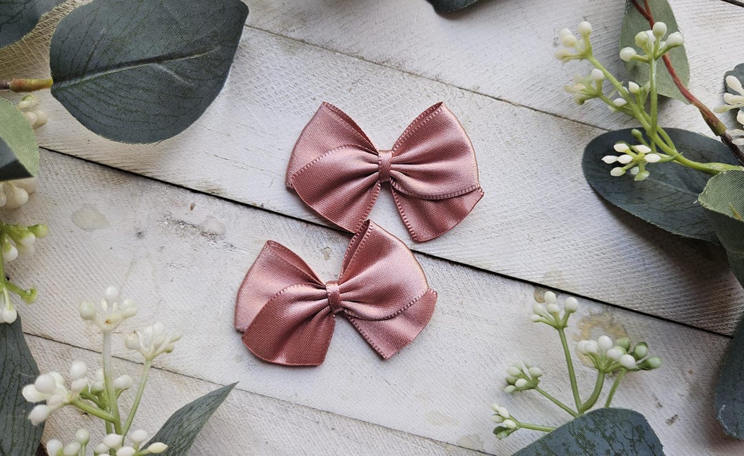 Mauve Polyester Hair Bow With Alligator Clips, Pair of Hair Bows, Mauve ...