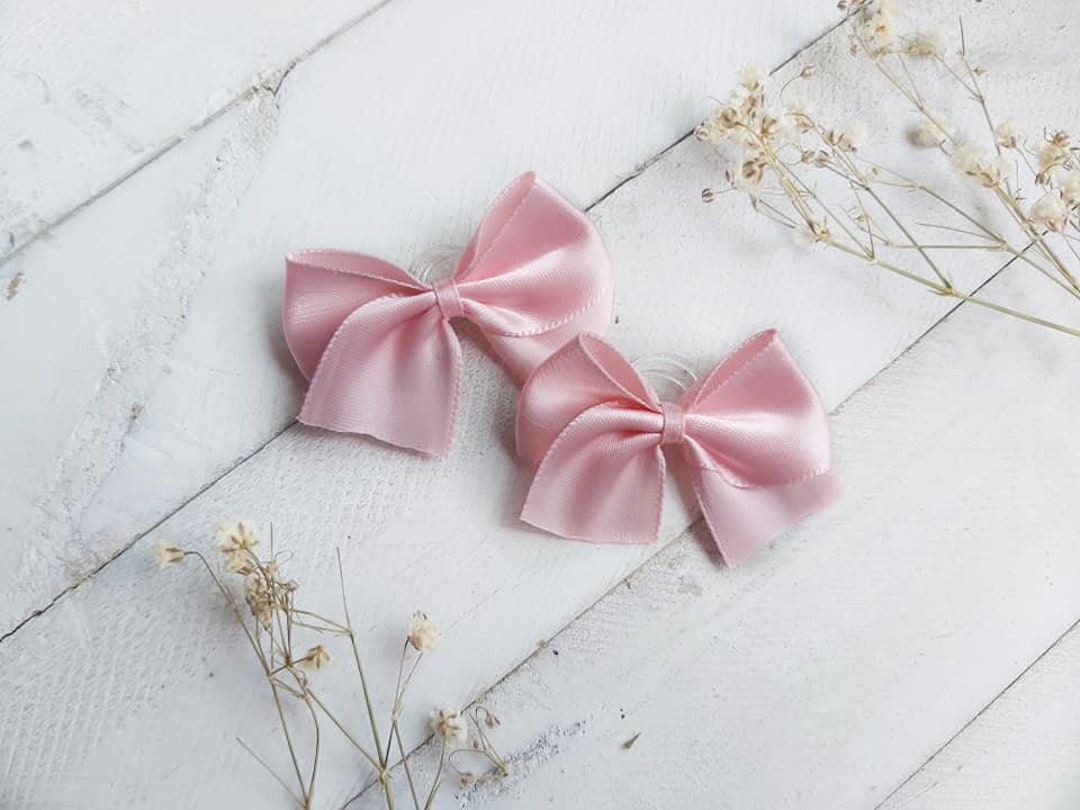 Light Pink Polyester Dog Bow With Non Latex Groomer Bands, Pair of Dog ...