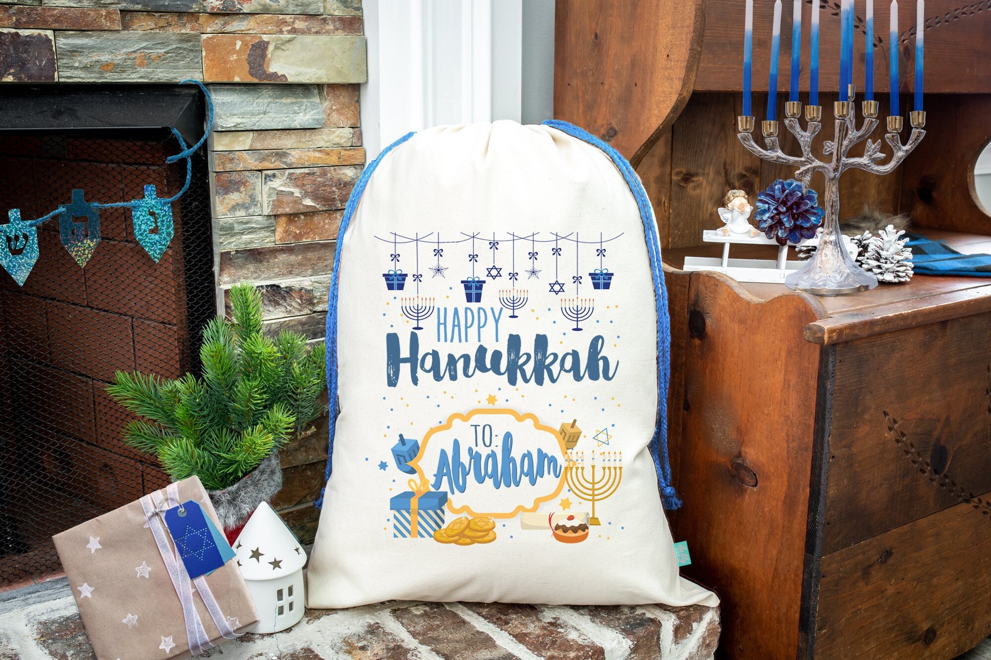 Happy Hanukkah Personalized Gift Bag -happy Hanukkah Gift Sack -holiday ...