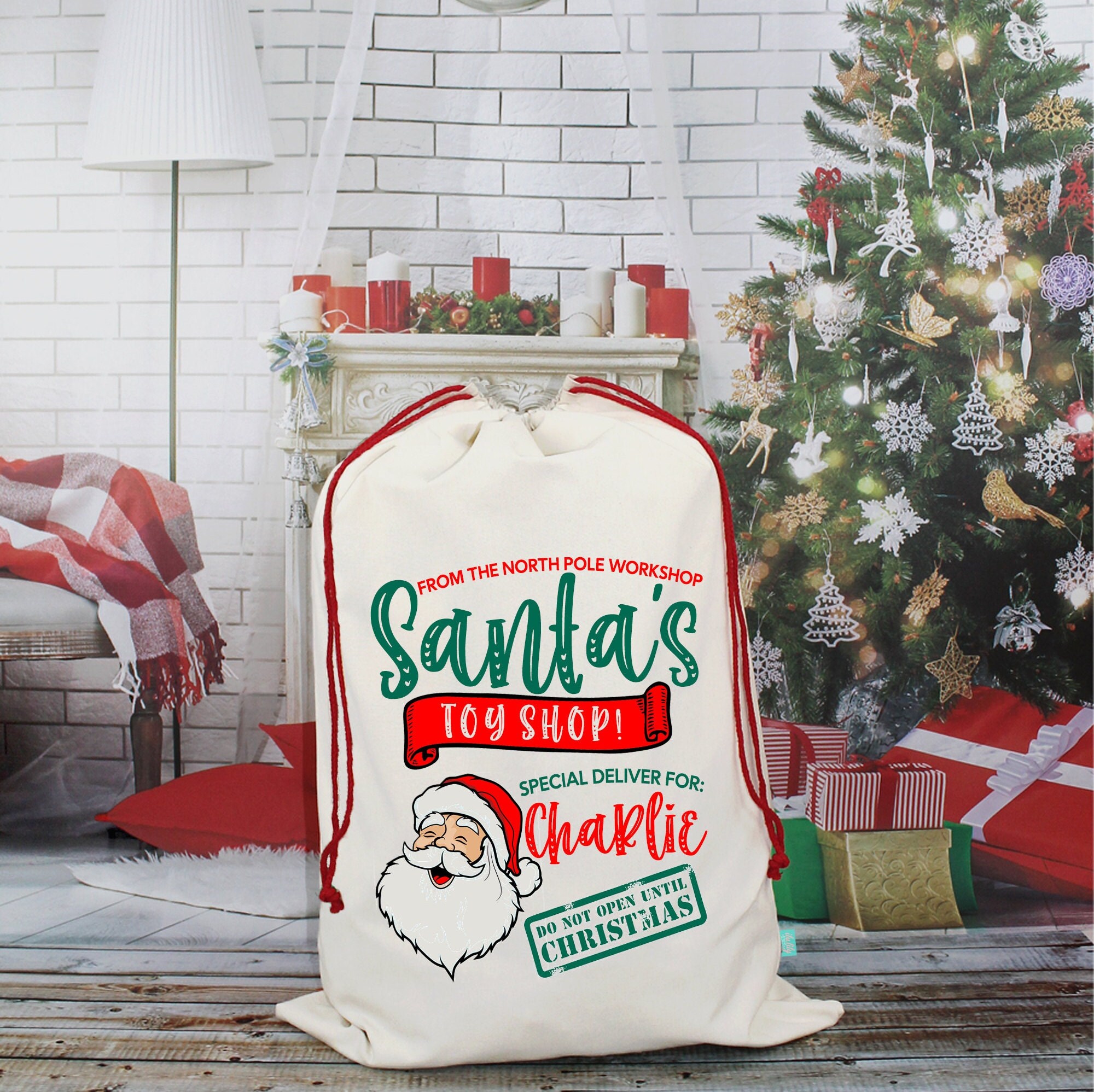 Personalized Santa's Toy Shop Sack - Do Not Open Until Christmas ...