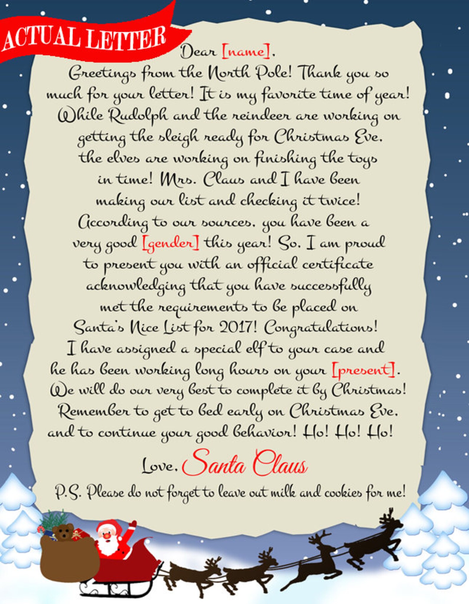 Christmas Package From Santa Claus Elves Letter From Santa, Nice List ...