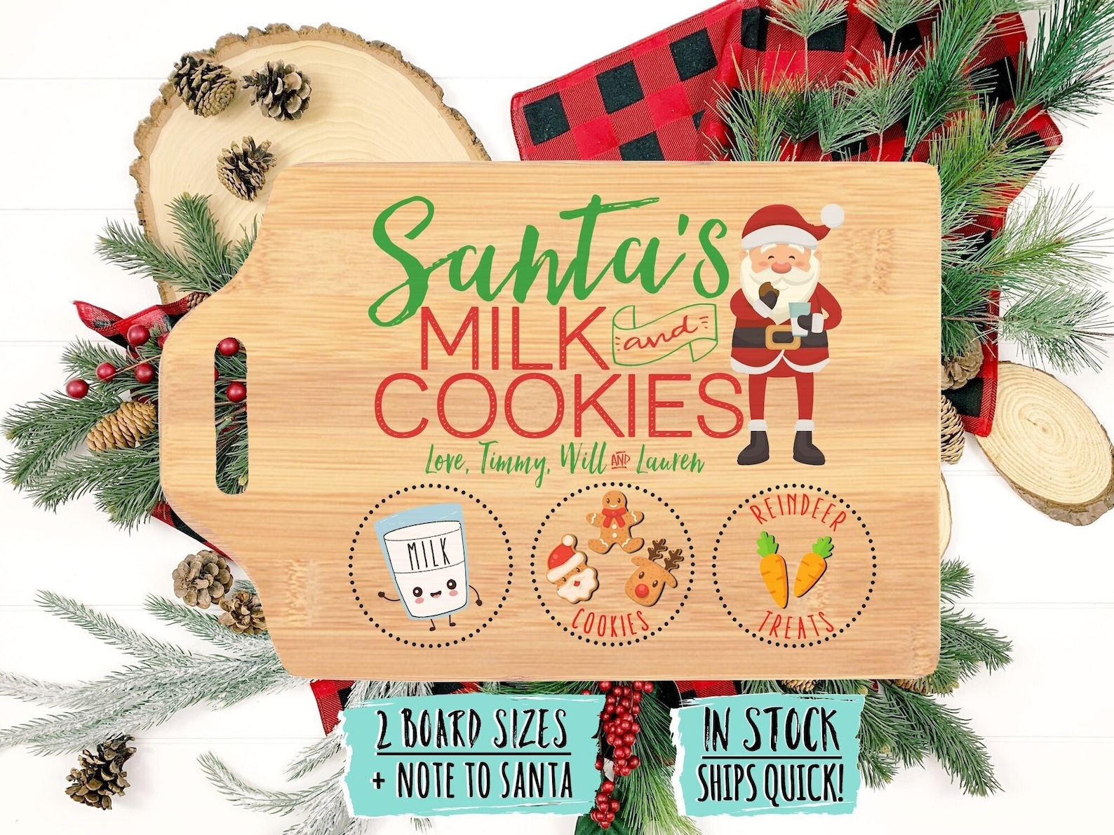 Personalized Milk & Cookies for Santa Tray | Santa's Milk + Cookies ...