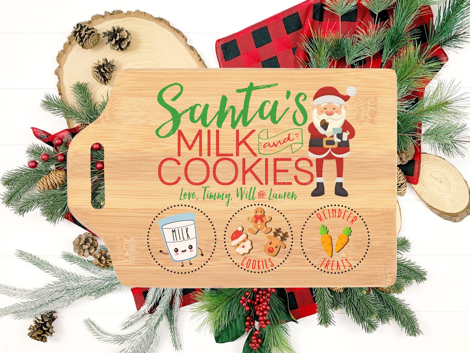 Personalized Santa's Milk and Cookies Bamboo Tray: Christmas Eve Plate ...