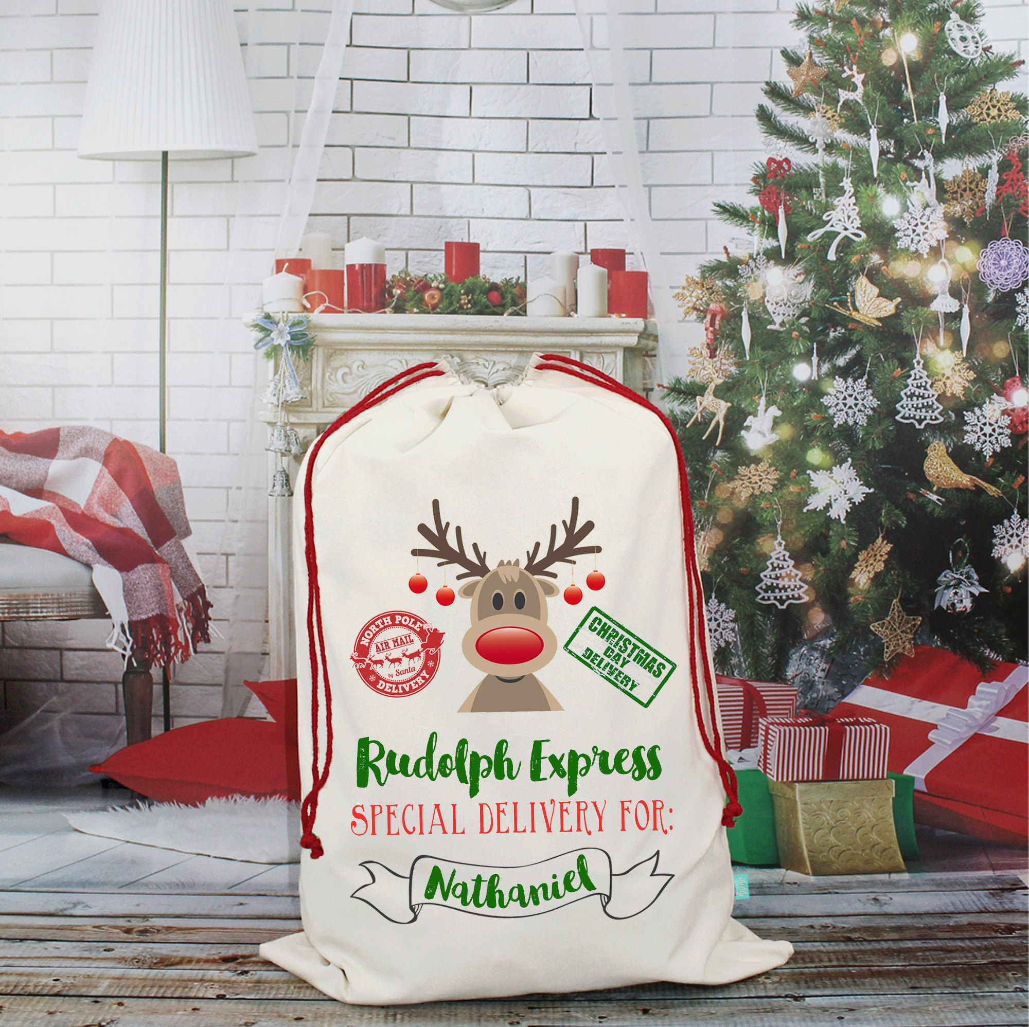 Personalized Santa Sack -rudolph Express Special Delivery - Christmas ...