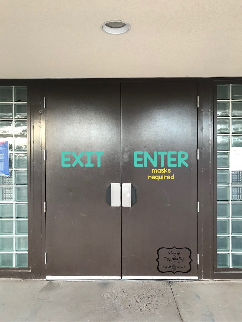 SET of School Door Enter and Exit Labels / One Way School / School ...