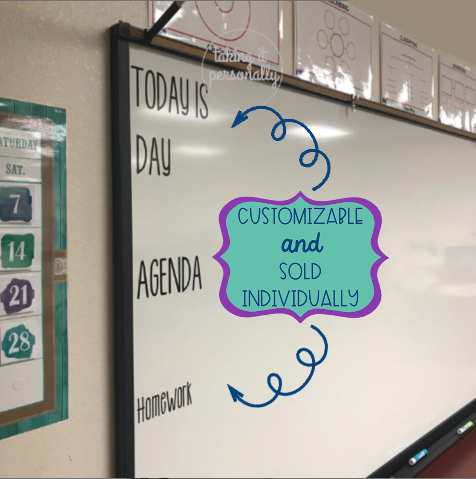 CUSTOM WORD LABELS sold Individually for Classroom Whiteboard ...