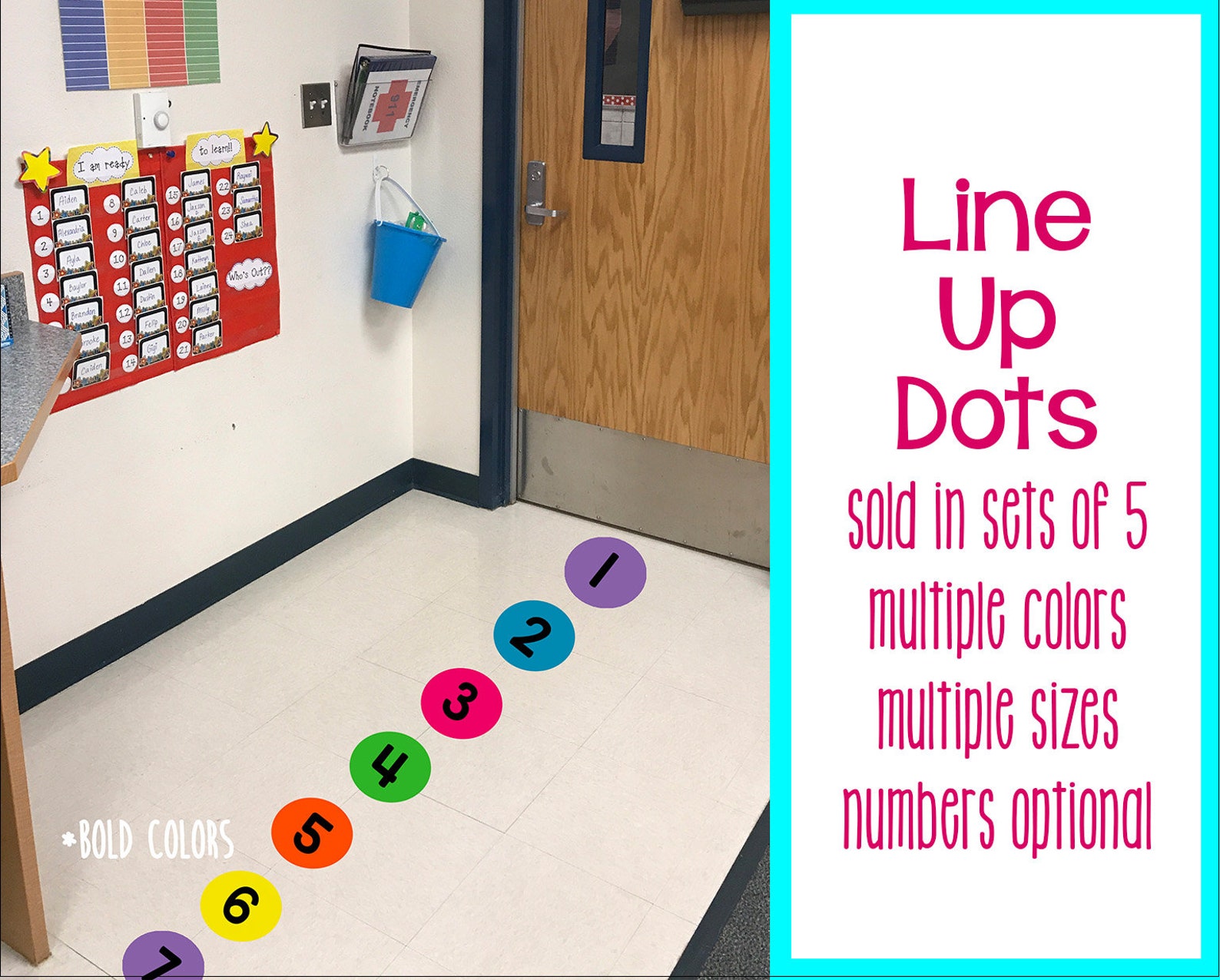Classroom Line up Dots: Vinyl Floor Decals, Numbered Stickers - Etsy