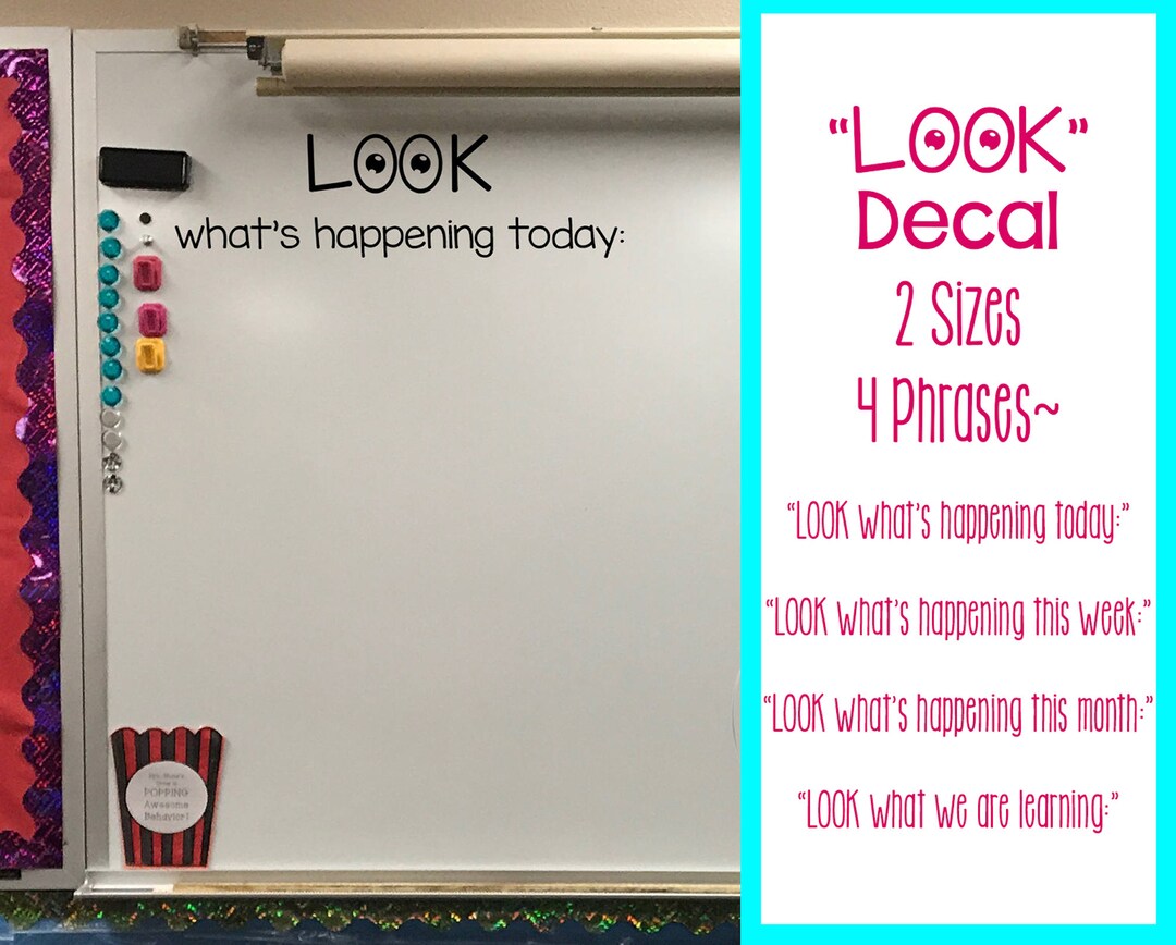 Classroom Whiteboard Look What's Happening Today Vinyl - Etsy