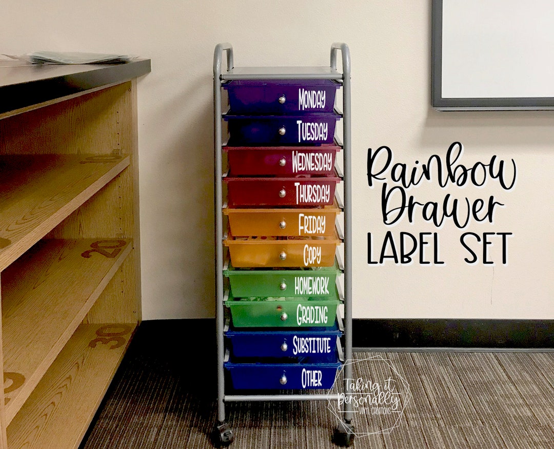 Rainbow Drawer Labels: Vinyl Decal Set of 10 - Etsy