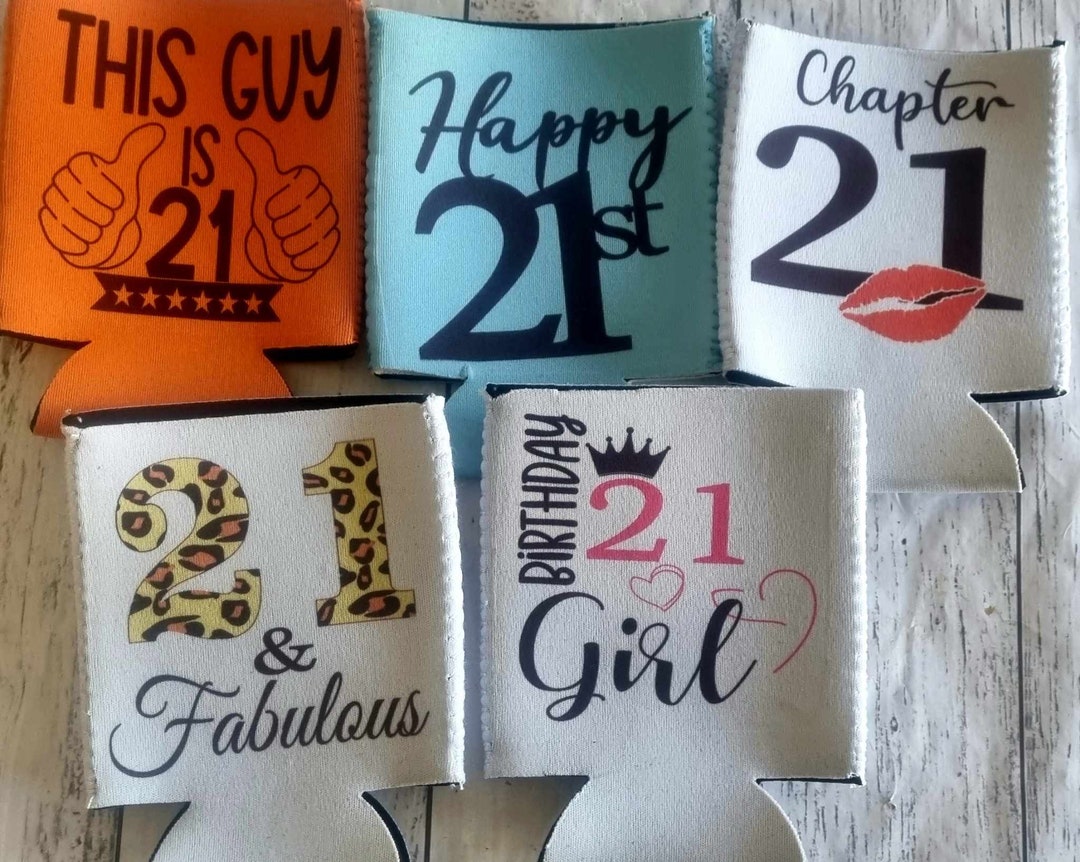 21st Birthday Stubby Coolers Gift Present Mens Ladies Unisex Custom Can ...