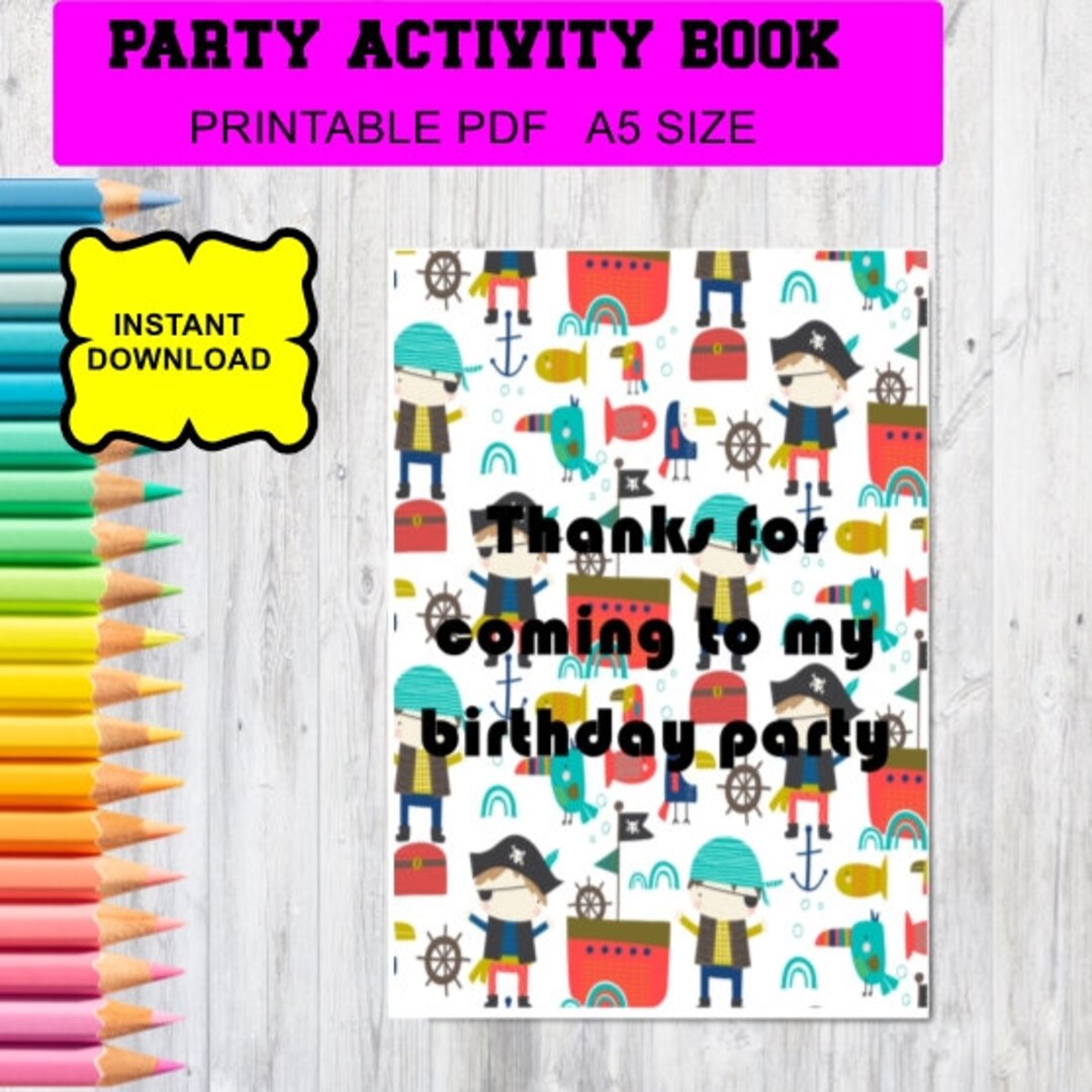 Pirate 1 Boys Birthday Digital Download Favour Book Lollipop - Etsy