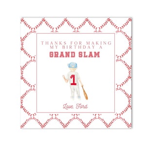 Printable Watercolor Baseball Rookie Year Birthday Favor Tag - "thanks ...