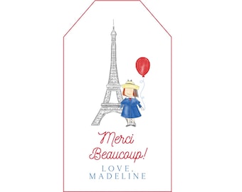 Printable Watercolor Storybook French Girl Birthday Favor Tag | 2x3.5 ...