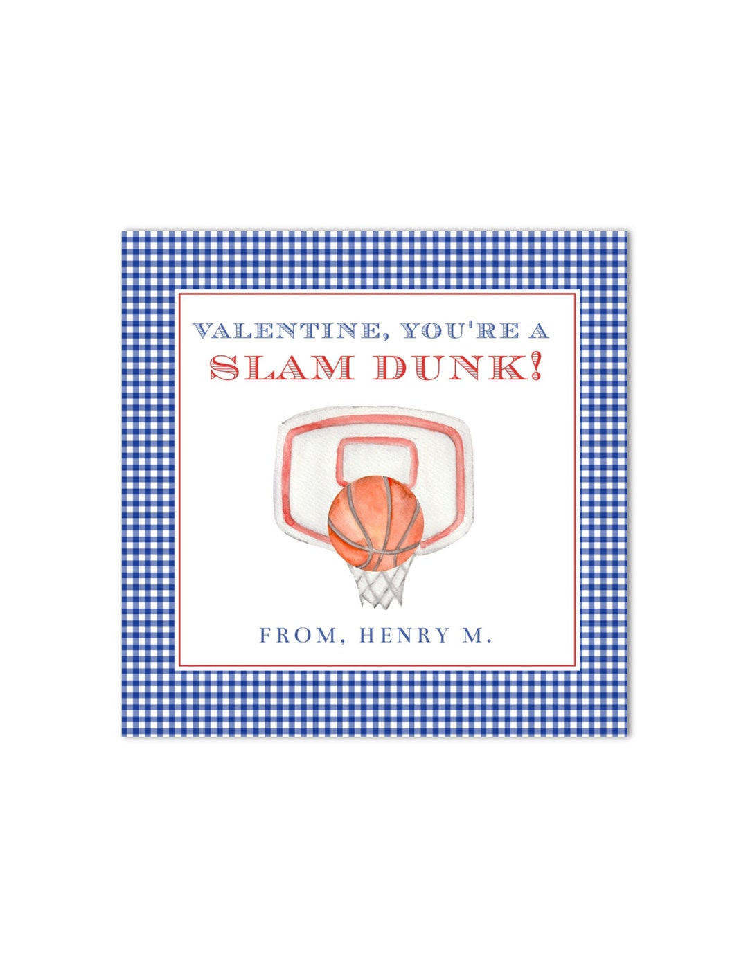 Printable Valentines Basketball Gift Tag - "valentine, You're a Slam ...