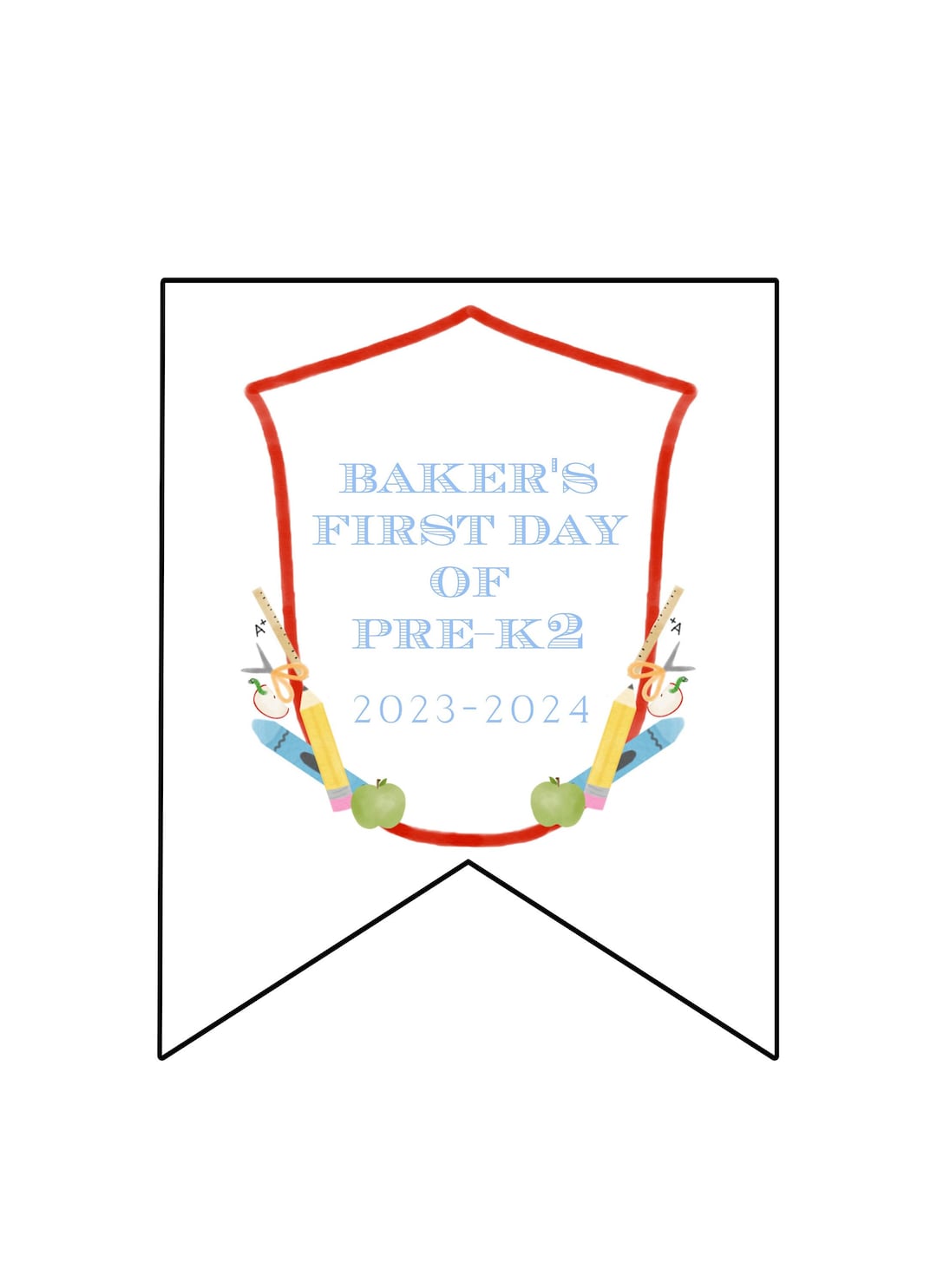 Printable First Day of School Banner - Red Crest - Preppy Preschool ...