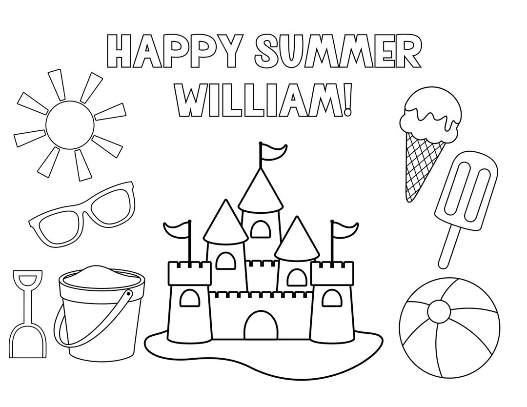 Printable Summer Coloring Page 8.5x11 End of Year Classmate Gift ...