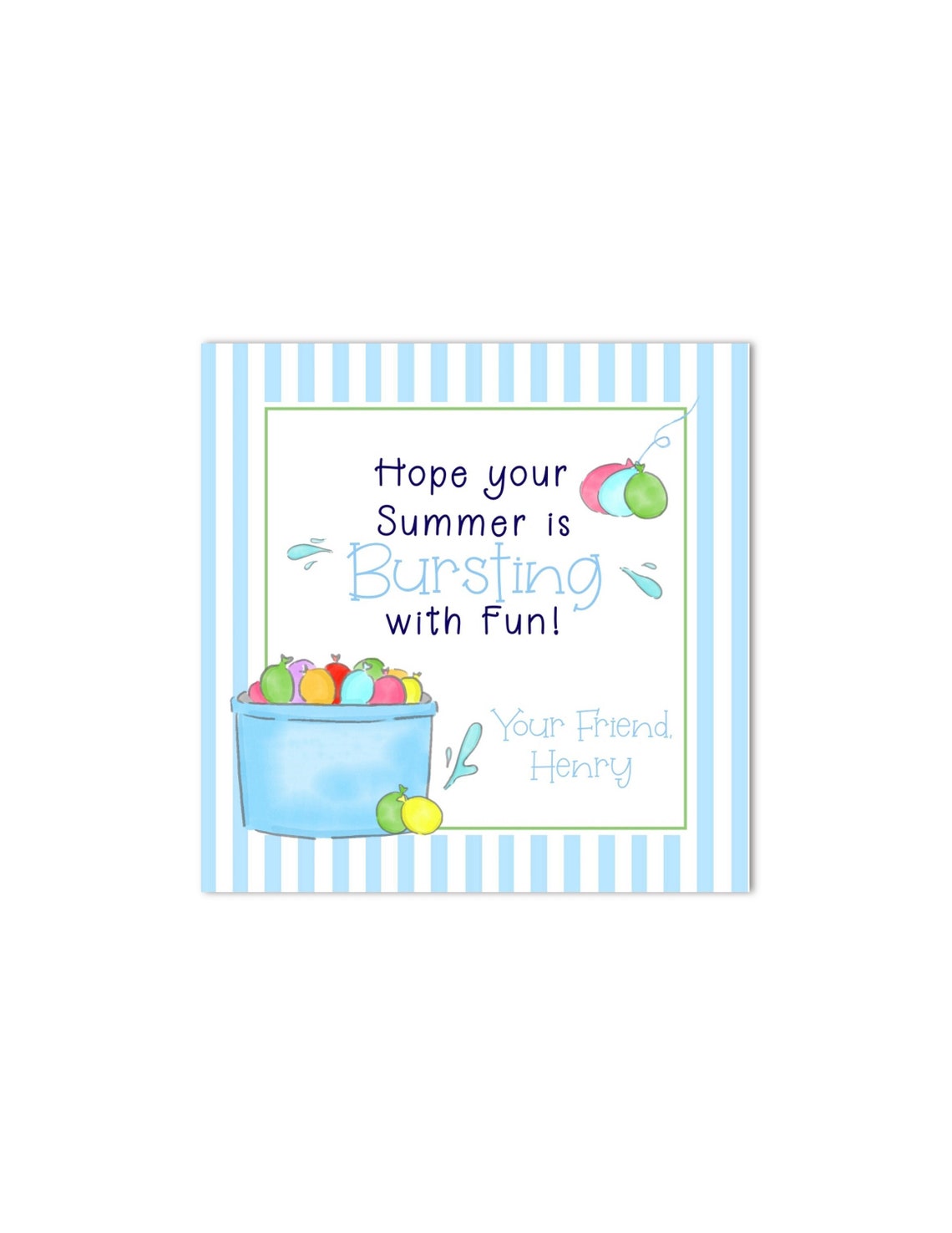 Printable End of School Year Water Balloon Gift Tag - "hope Your Summer ...