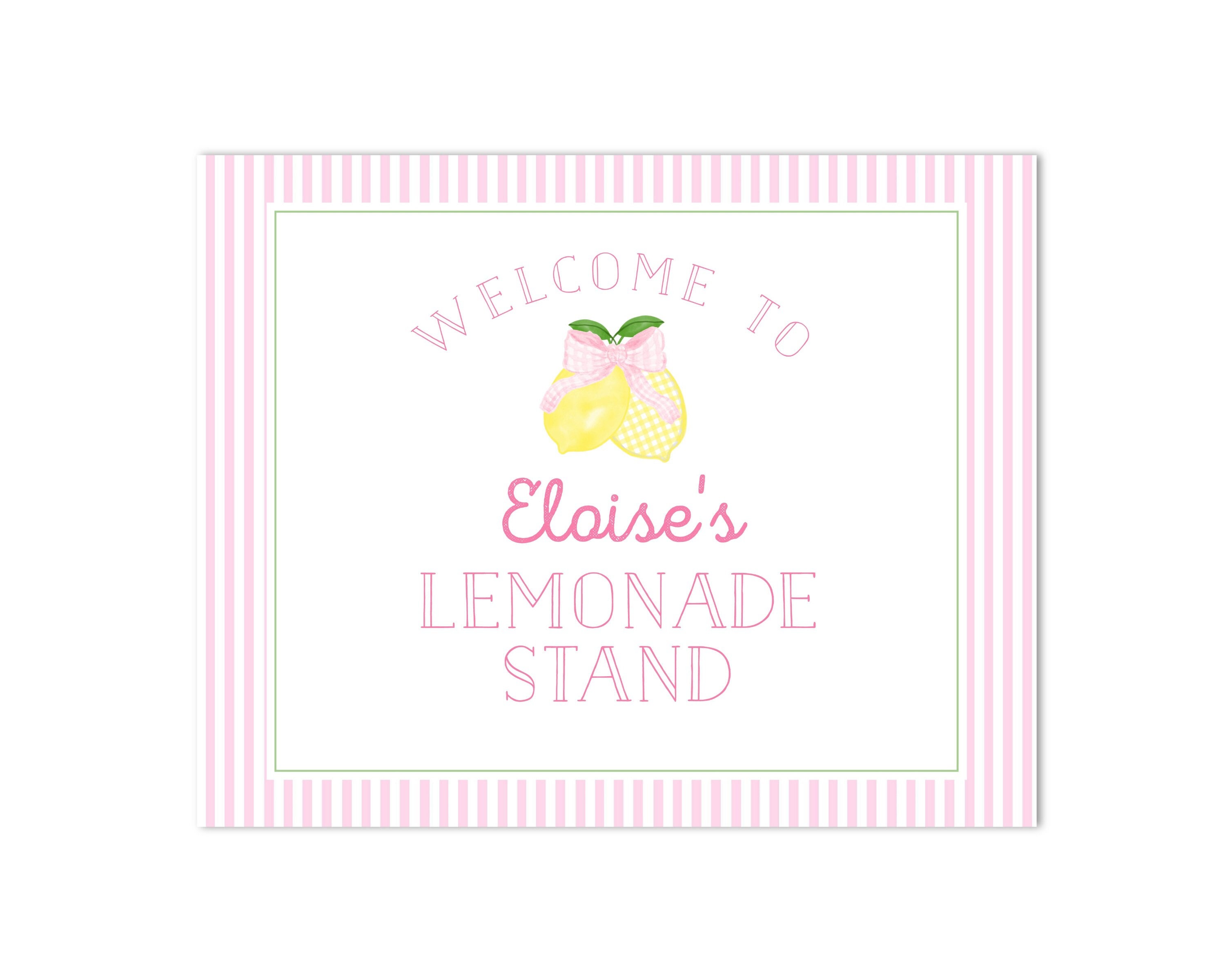 Pink Lemonade Stand Signs