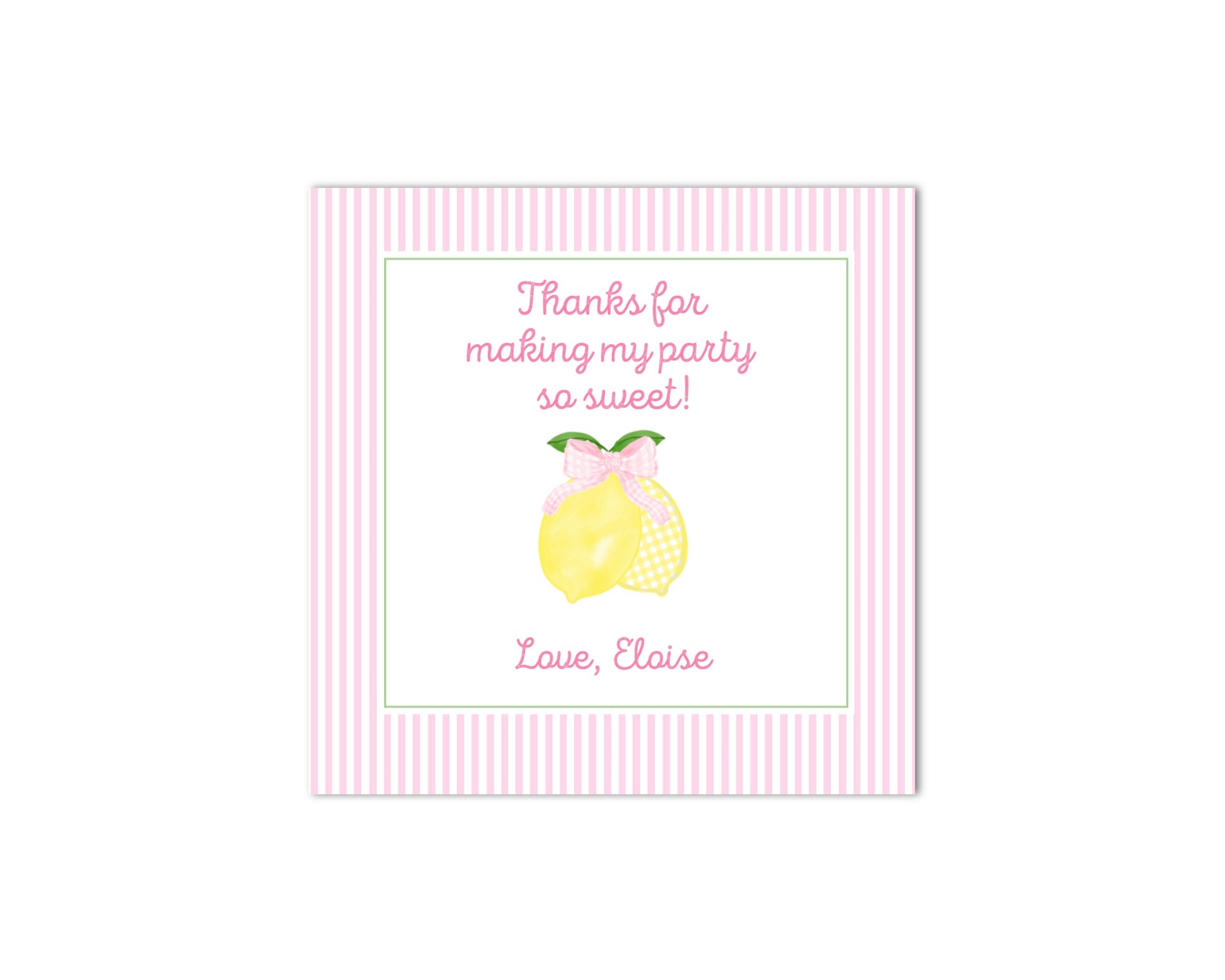 Printable Pink Lemonade Favor Tags 3x3 Pink Ticking - Etsy