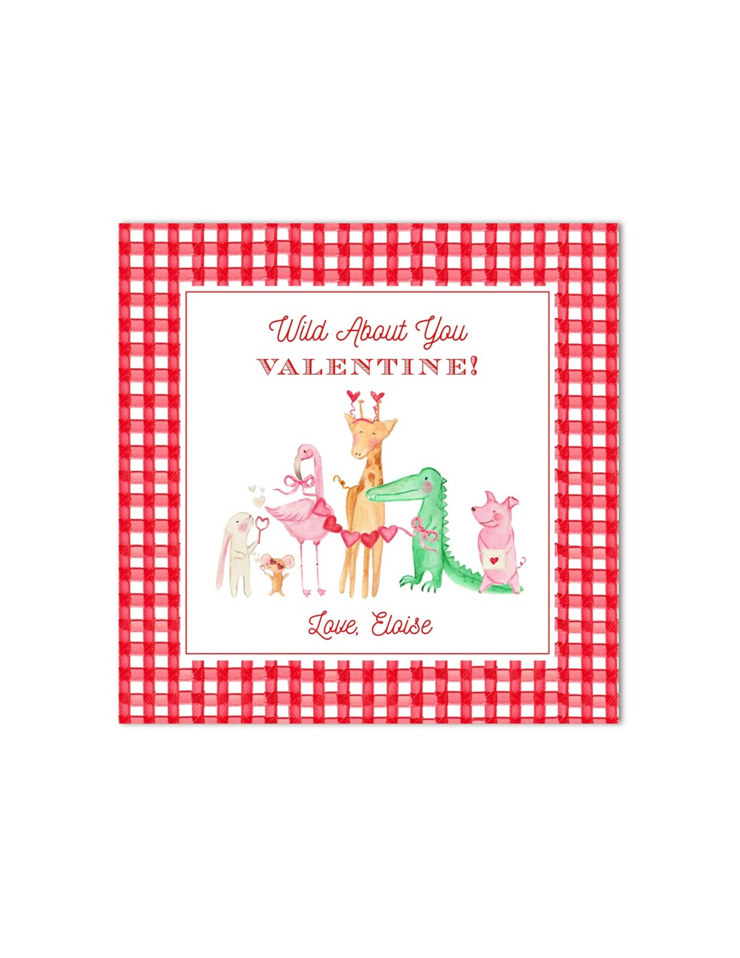 Printable Valentines Watercolor Animal Gift Tag - Wild About You ...