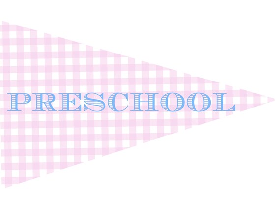First Day of School Pennant Pink Gingham W/ Light Blue Text - Etsy