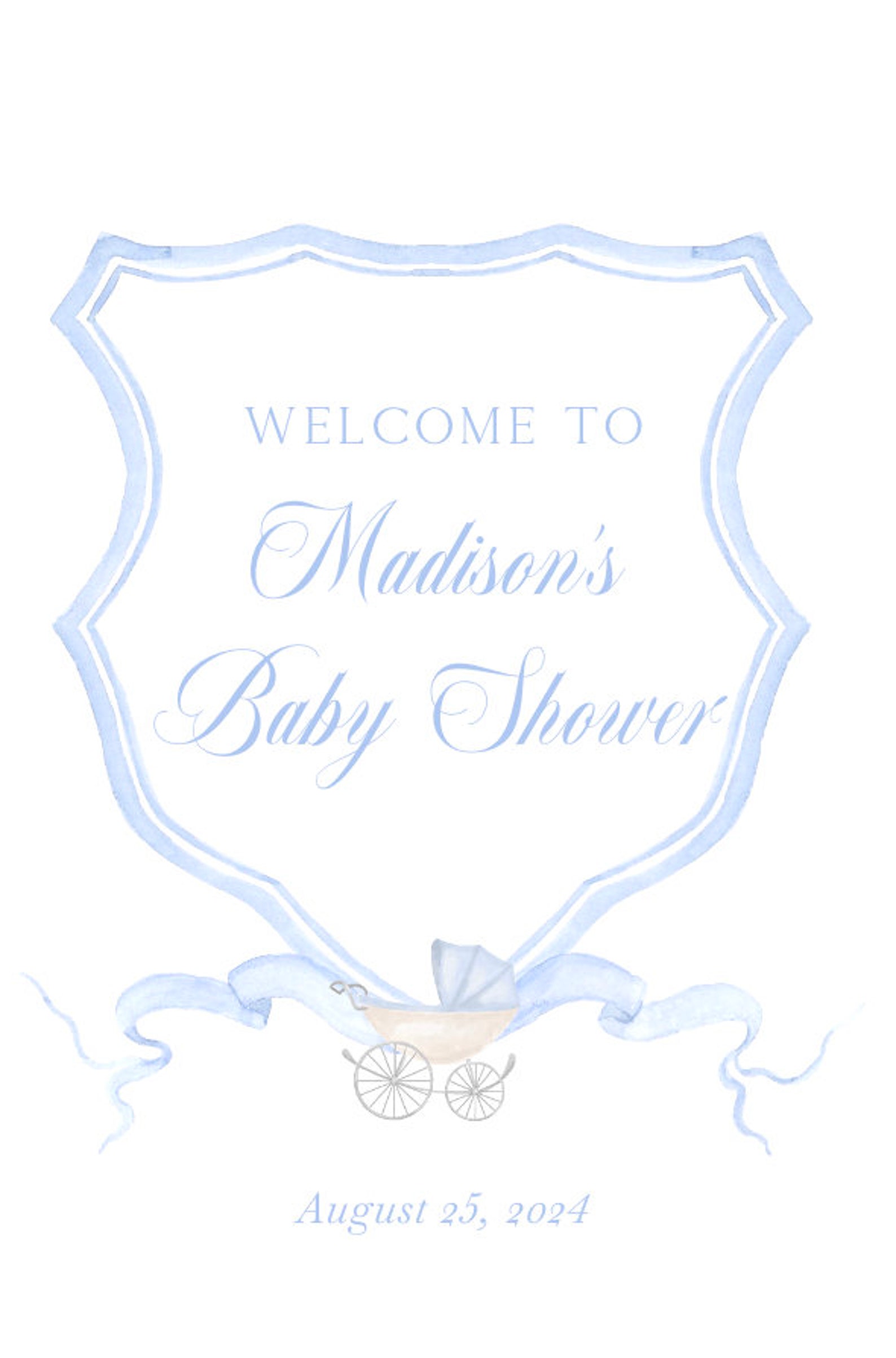 Printable Baby Boy Shower Carriage Crest Welcome Sign | 24x36 ...