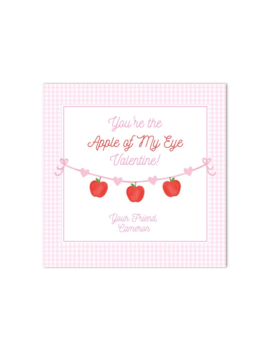 Printable Valentines Applesauce Gift Tag You're the Apple of My Eye ...