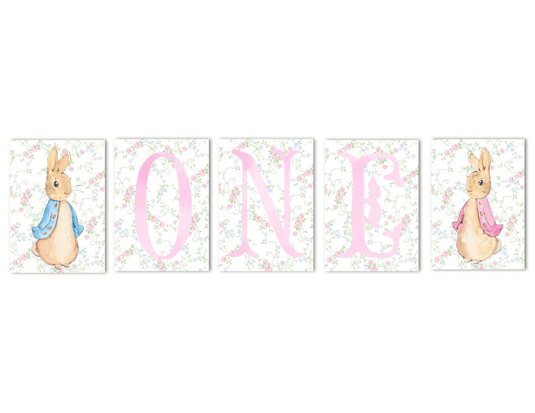 PRINTABLE Girl Peter Rabbit First Birthday High Chair Banner - Flopsy ...