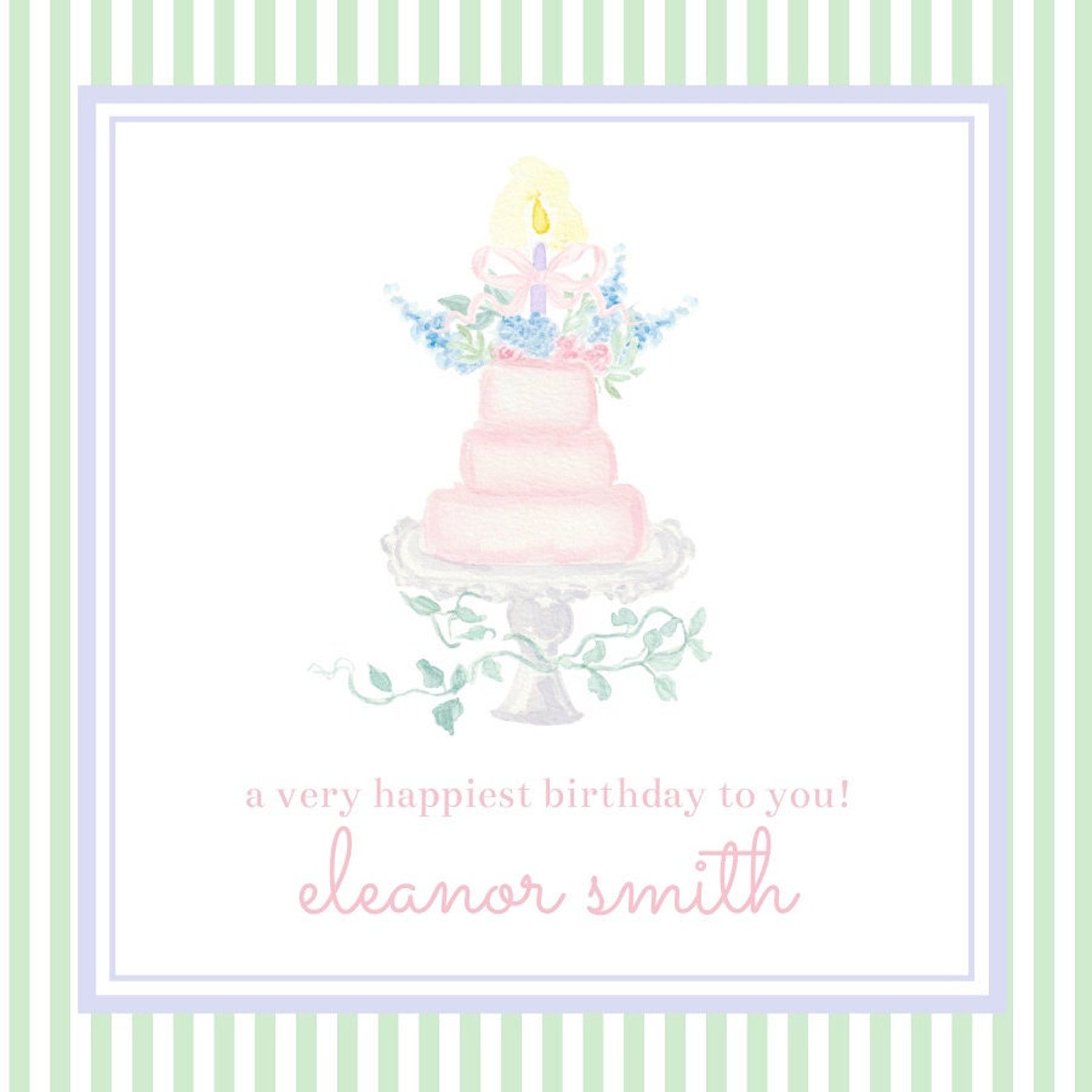 Printable Watercolor Pastel Birthday Gift Tag Classic Pink - Etsy