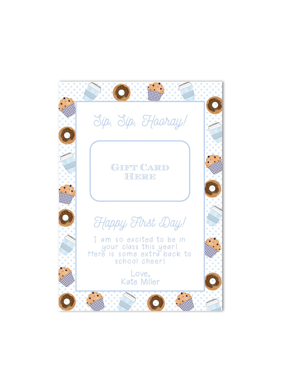 Printable Teacher Back to School Coffee Gift Card Holder | 5x7 | Thanks ...
