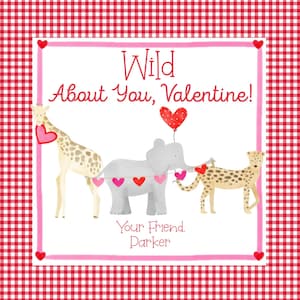 Printable Valentines Zoo Animal Gift Tag Wild About You, Valentine ...